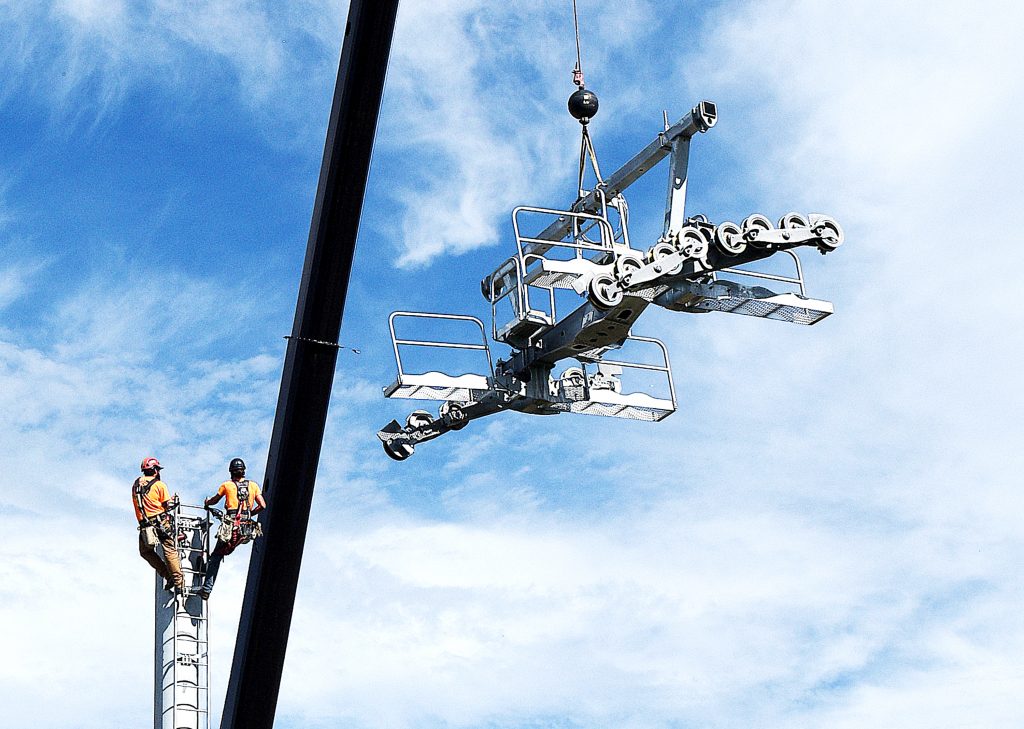 All gondola towers are up at Steamboat Resort; next comes the haul rope ...